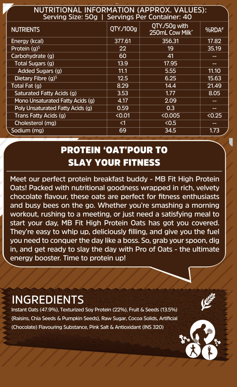 MuscleBlaze High Protein Oats, 2 kg, Dark Chocolate - Yannis